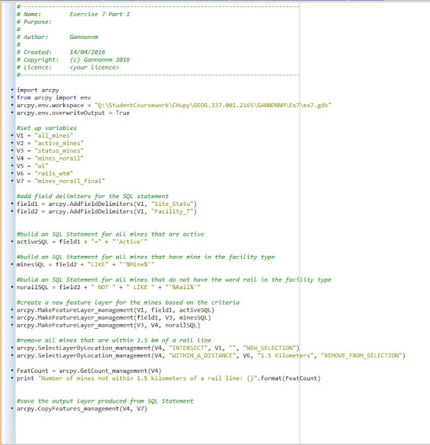 Geography 337: Exercise 7: Python Script