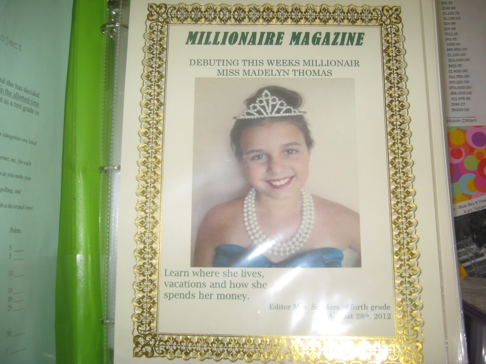 Mrs.Sanders 4th grade class: Million Dollar Projects