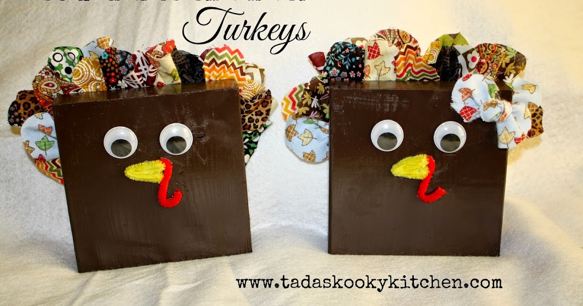Tada's Kooky Kitchen: Thanksgiving Turkeys-- wooden block craft