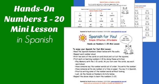 Mommy Maestra: Free Download: Numbers 1 - 20 Mini Lesson in Spanish