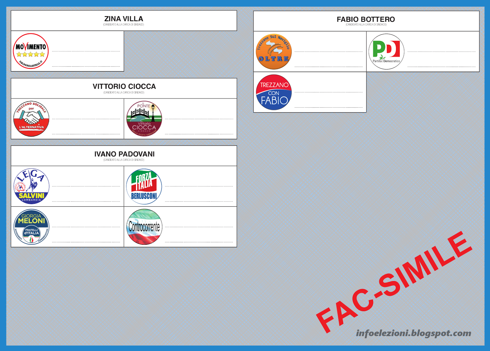 Info Elezioni: Fac Simile schede elezioni dei comuni della provincia di ...