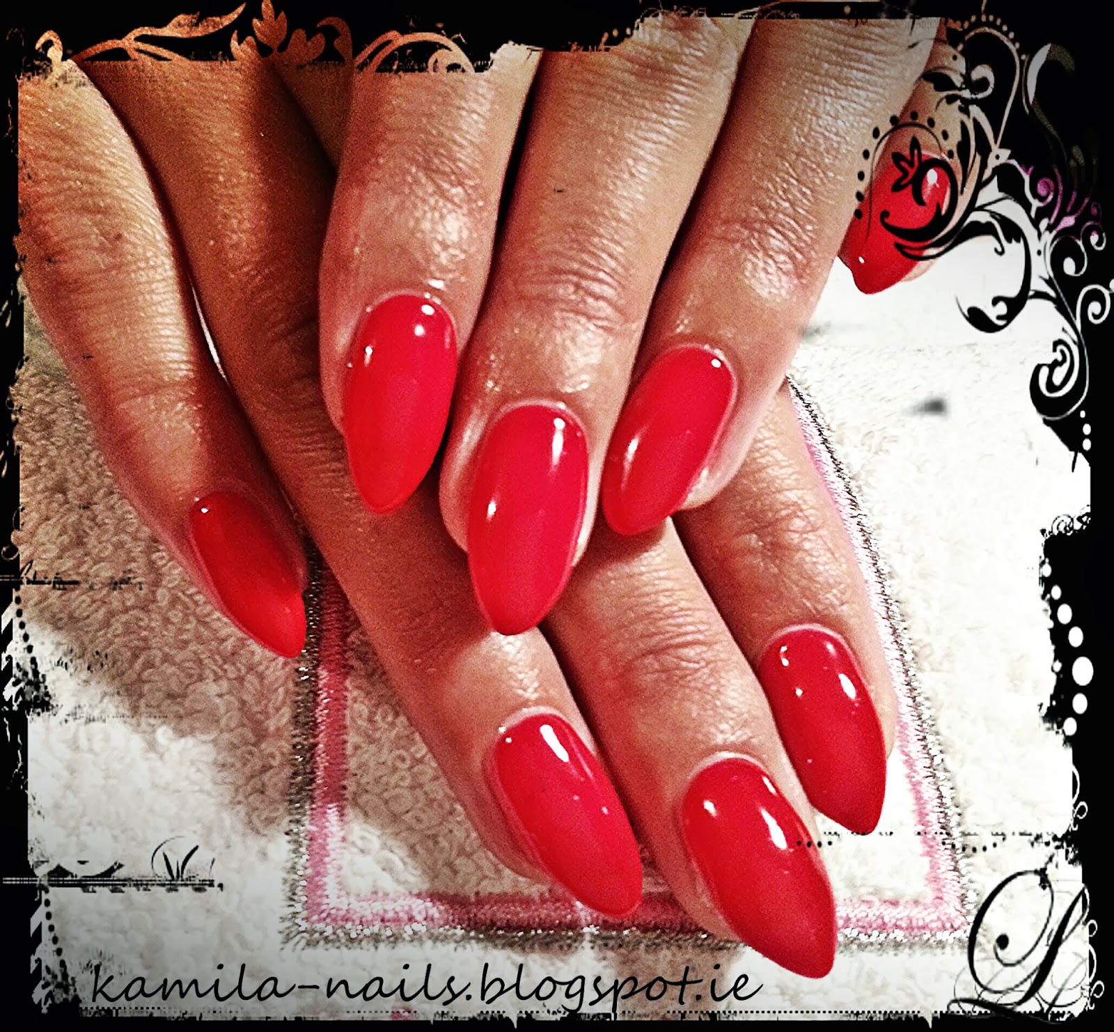 kamila-nails: Juicy Red Gel Nails :)