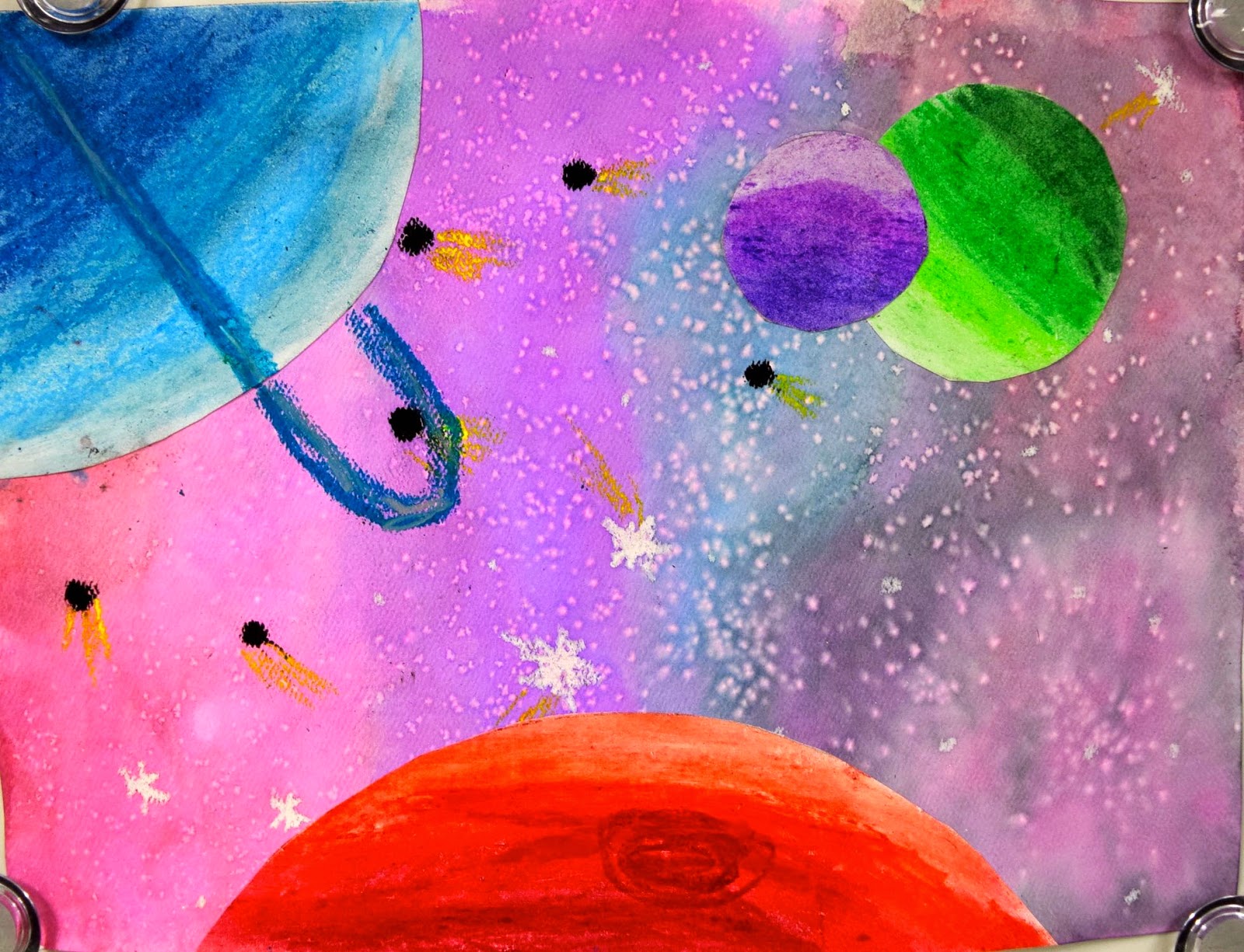 Oil Pastel Planets and Composition - Art with Mrs. Nguyen