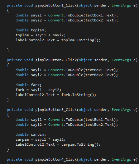 C#_Öğrenmeli: C# İle Basit Hesap Makinesi Yapımı