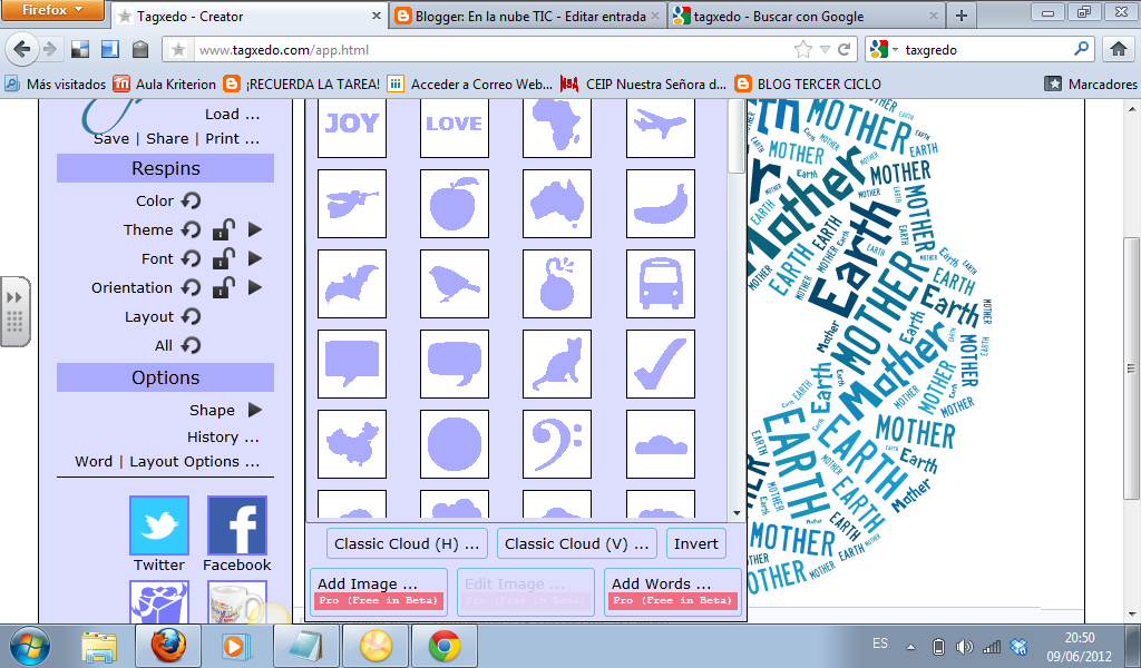 Nubes interactivas con Tagxedo