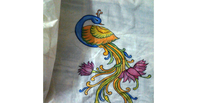 Peacock Painting On Saree