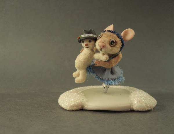 Aleah Klay Studio: Miniature Figure skating mouse w/ snowman One of a ...