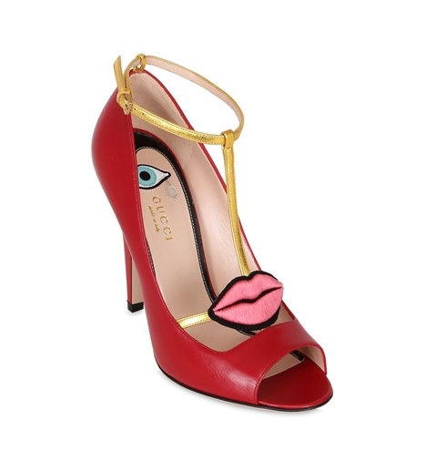 Unusual Shoes : Gucci Molina Lips T-strap Open Toe Pumps