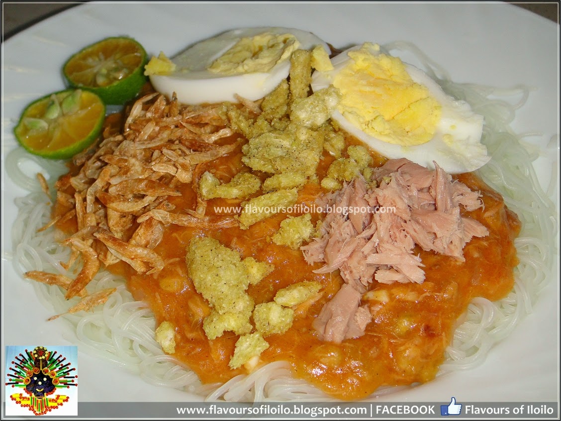 Pancit Palabok with Tuna and Kalkag (dried alamang)
