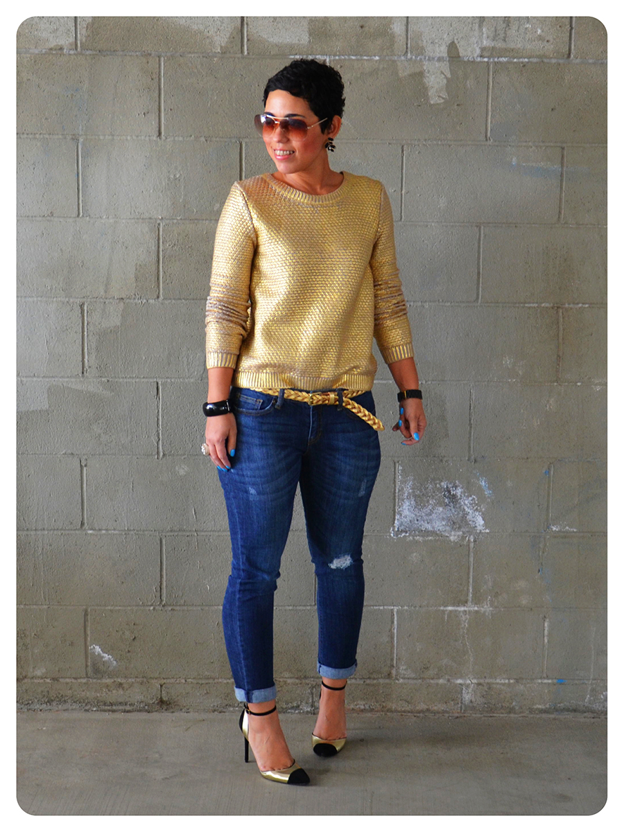 OOTD: Gold Sweater + Cap Toe Heels |Fashion, Lifestyle, and DIY