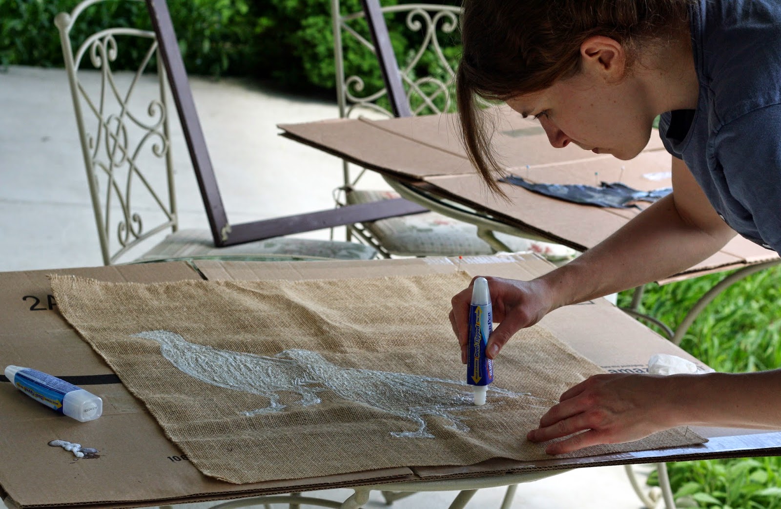 the semi-frugal life: bleach pen painted burlap sign