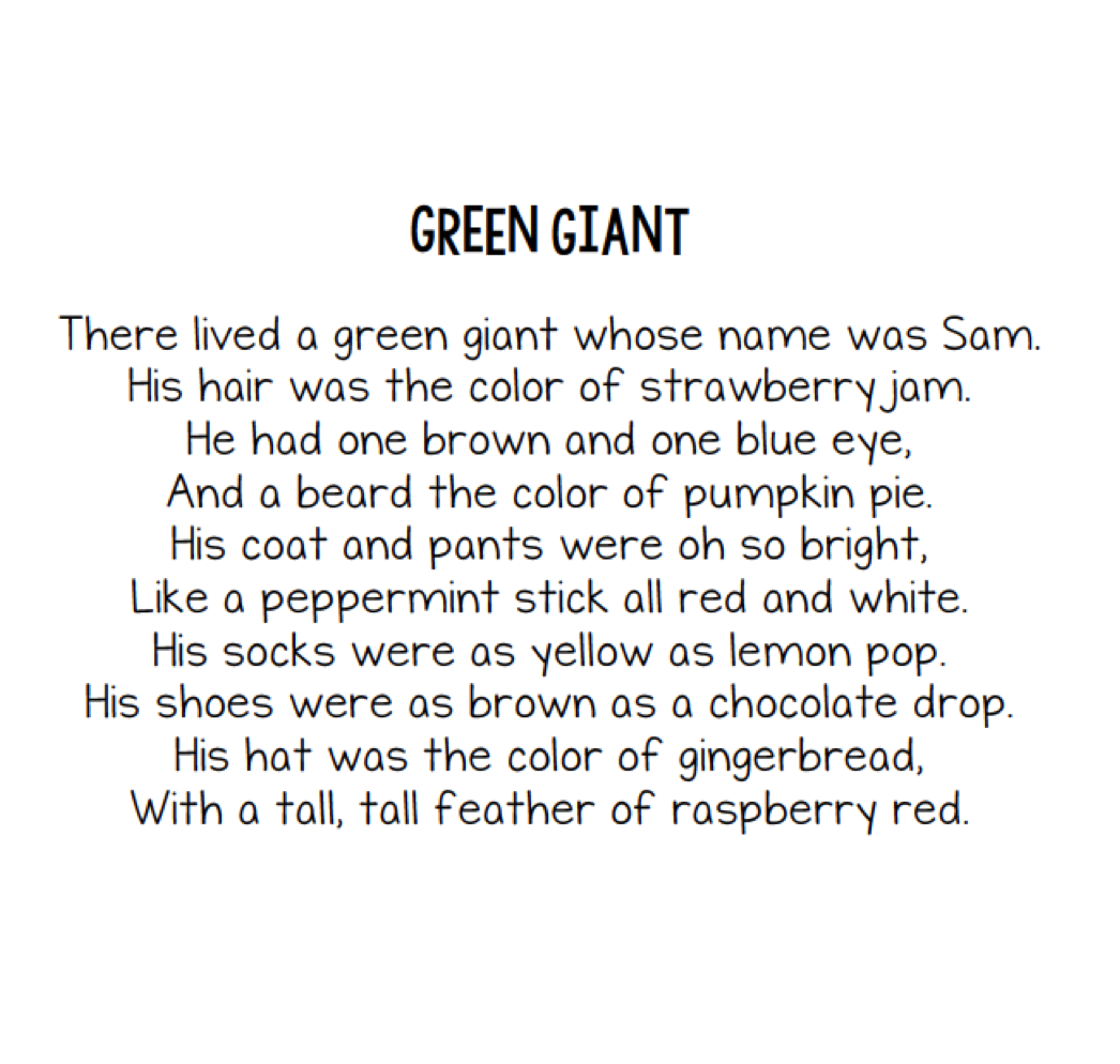 green giant poem visualizing - Google Search | Poetry for kids, Kids ...