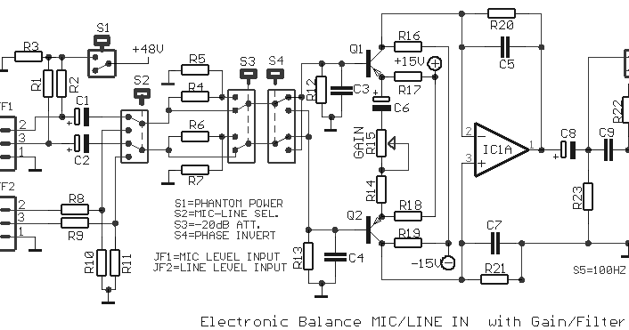 RANGKAIAN POWER: Balance Input untuk Microphone Line