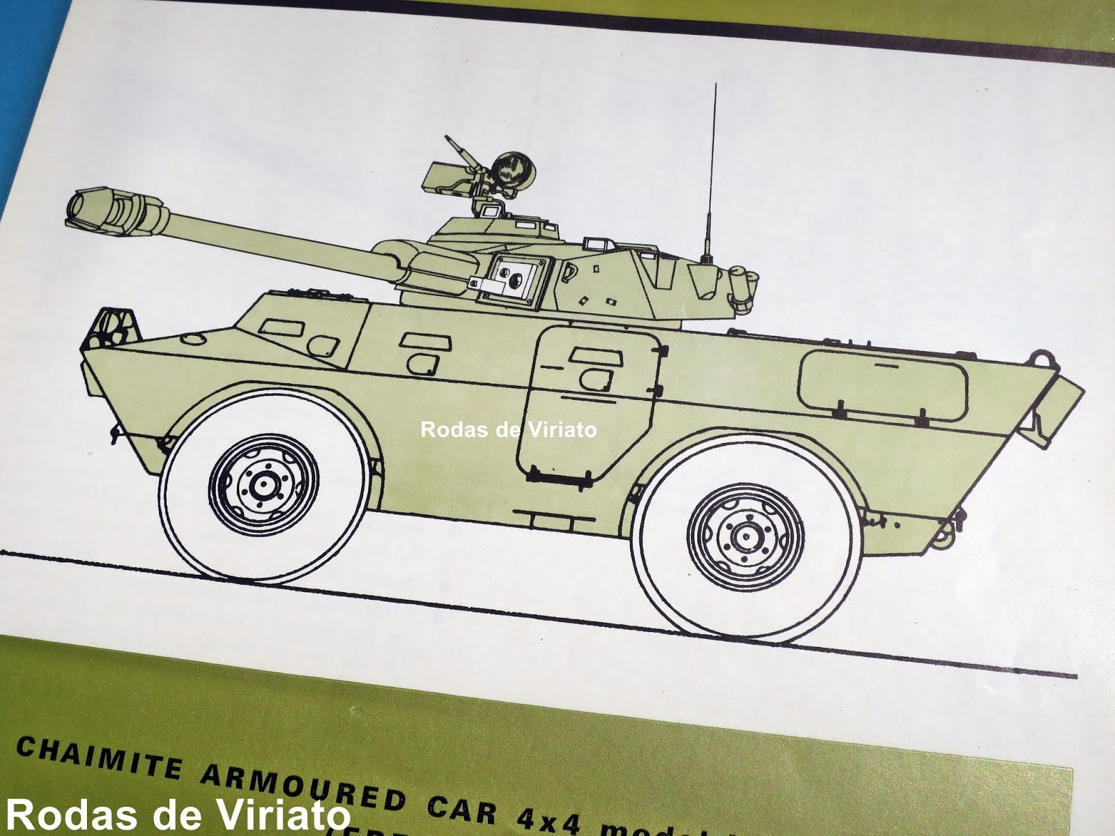 Folheto antigo blindado Chaimite V-400 MKII - Armamento de 90 mm