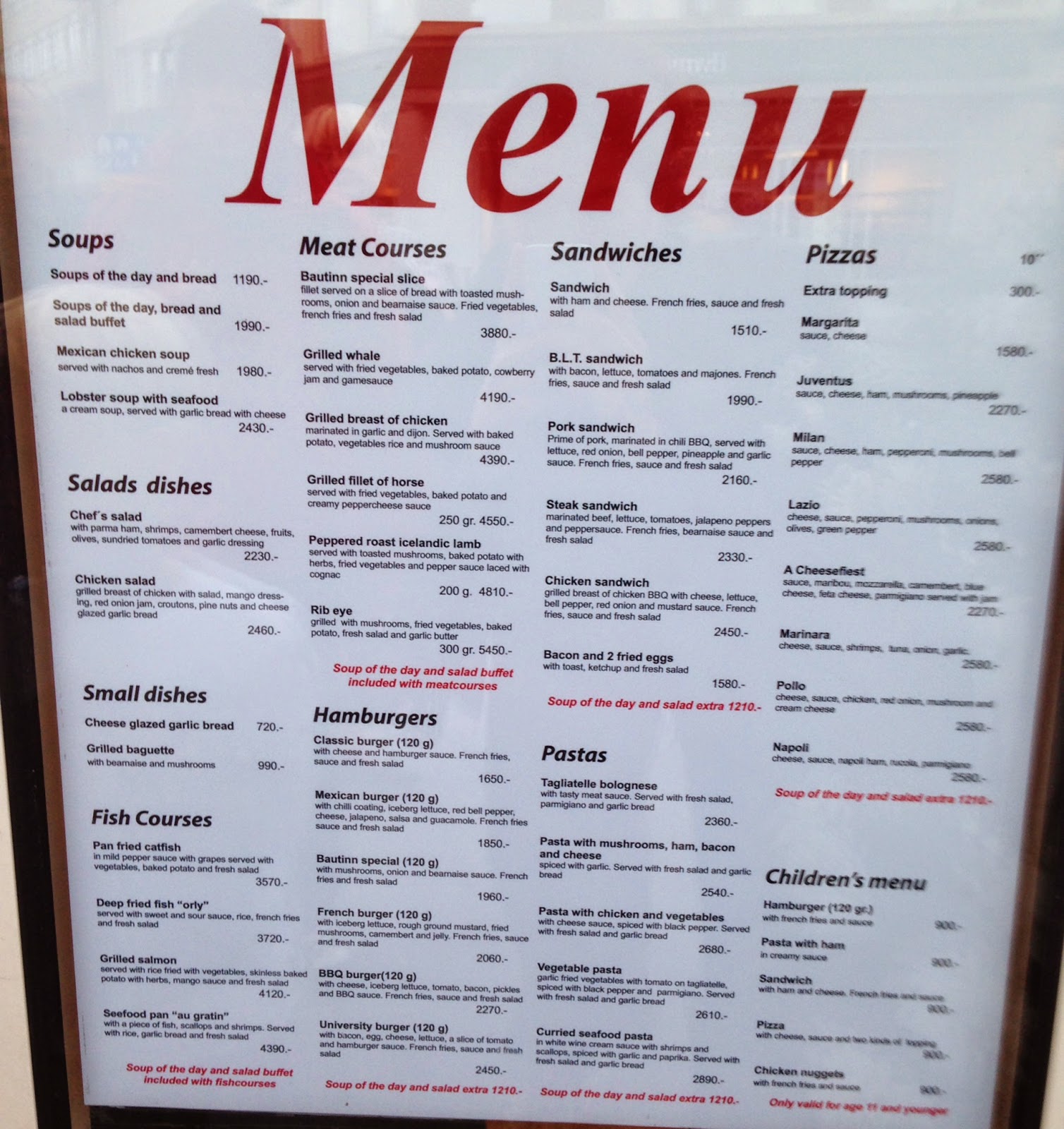 The Wandering Mushroom: Akureyri Restaurant Menus