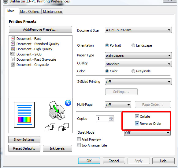 Cara Print Dari Halaman Belakang