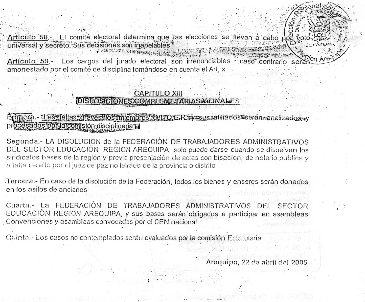 CLARO Y VERAZ: ESTATUTOS DE LA FENTASE REGIONAL AREQUIPA CLARO Y VERAZ: ESTATUTOS DE LA FENTASE REGIONAL AREQUIPA