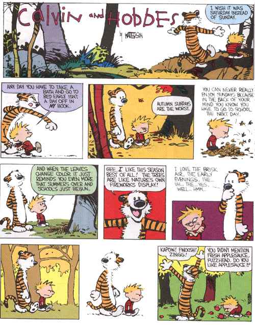 Vraie fiction: Autumn Sunday according to Calvin and Hobbes