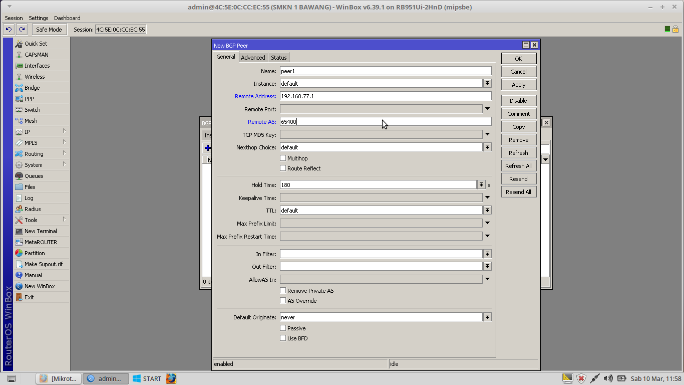 Konfigurasi Routing BGP pada Mikrotik - Sismy Nindina