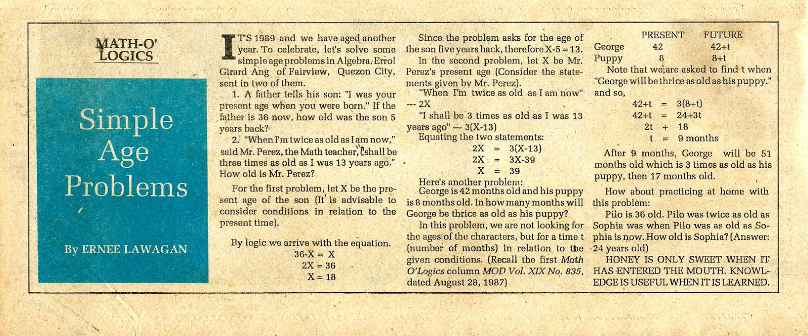 ALAM MO BA TO Do You Know This Math O Logics Simple Age Problems ALAM MO BA TO Do You Know This Math O Logics Simple Age Problems