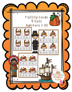 Fall Clip Cards - 3 Set - Numbers 1-10 ~ Preschool Printables
