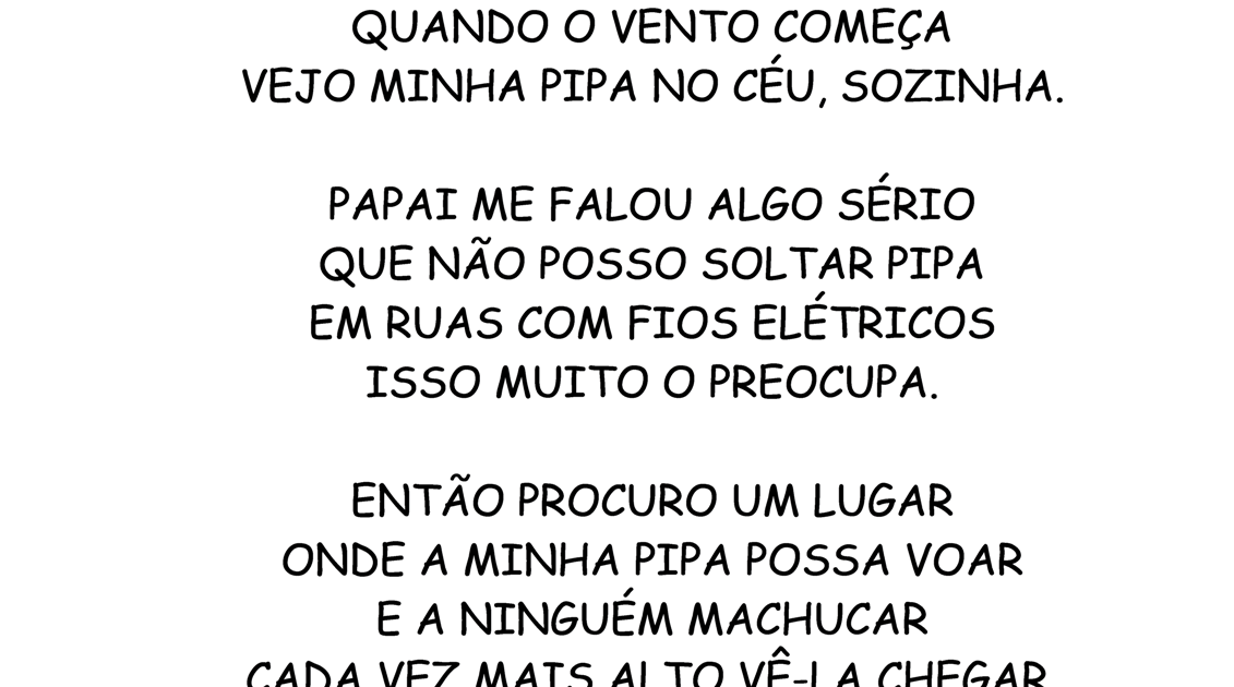 Texto para caderno de leitura - Minha pipa ~ Atividades