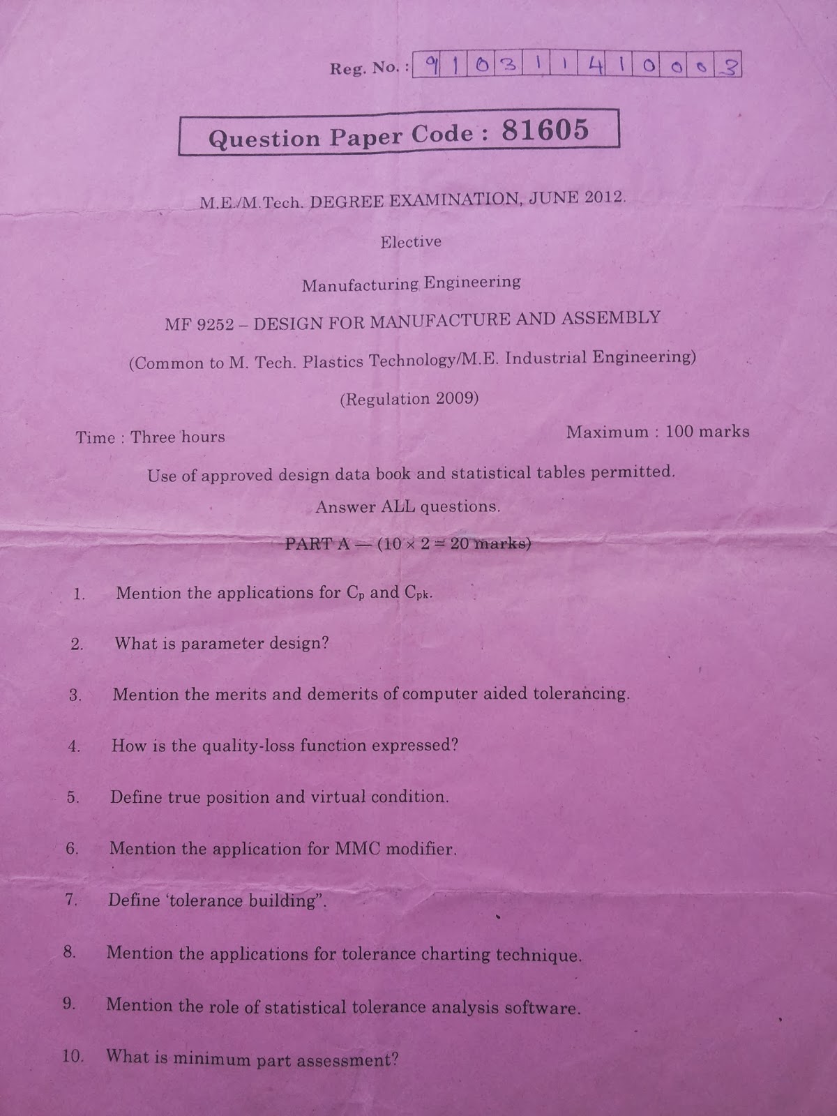 Design for Manufacturing and Assembly elective M.E Manufacturing Anna ...