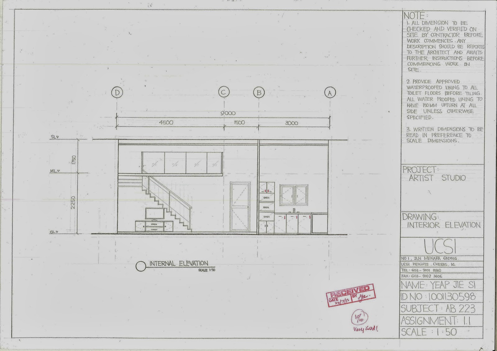MASTER PIECE: ASSIGNMENT 1.2 - ORTHOGRAPHIC PROJECTION (INTERNAL ELEVATION)