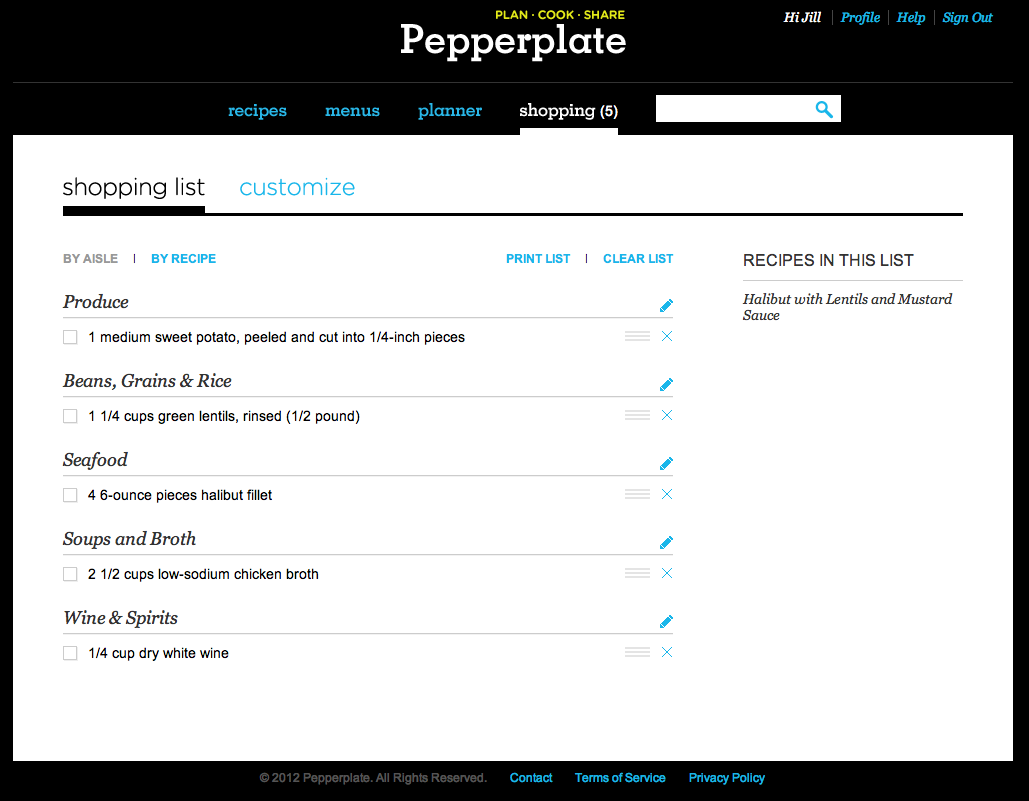 Pepperplate for Recipe Management, Food Shopping, Meal Planning