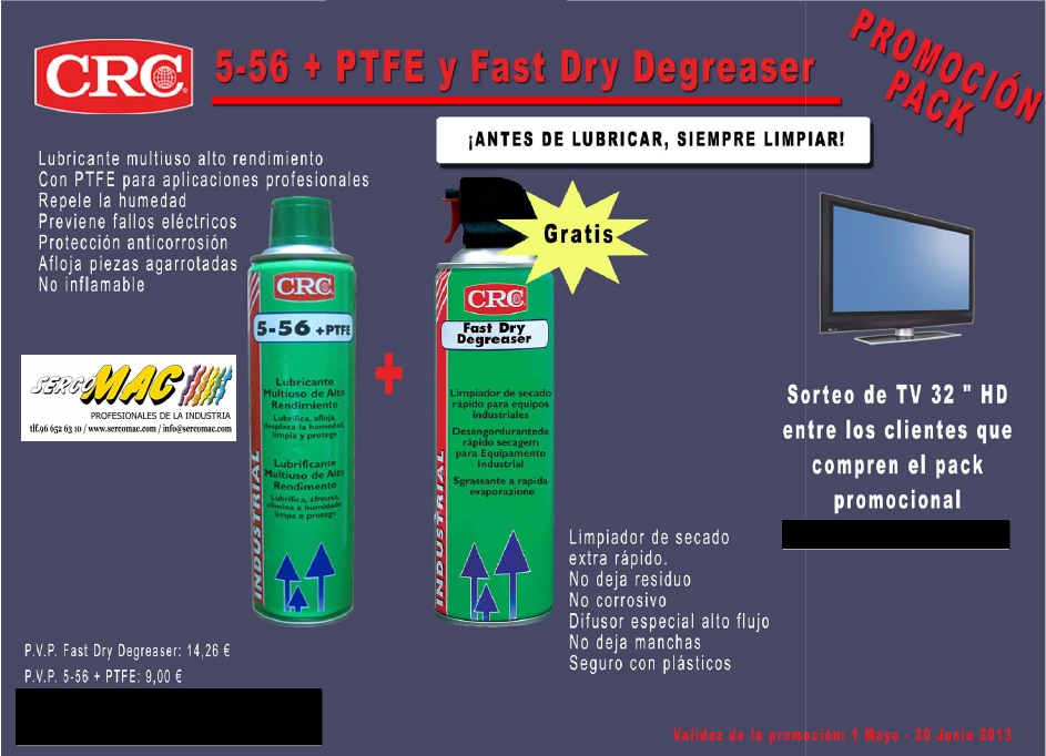 Suministros industriales ferreteria Sercomac s.a.: PROMOCIÍN PACK CRC 5-56+PTFE Y FAST DRY ...