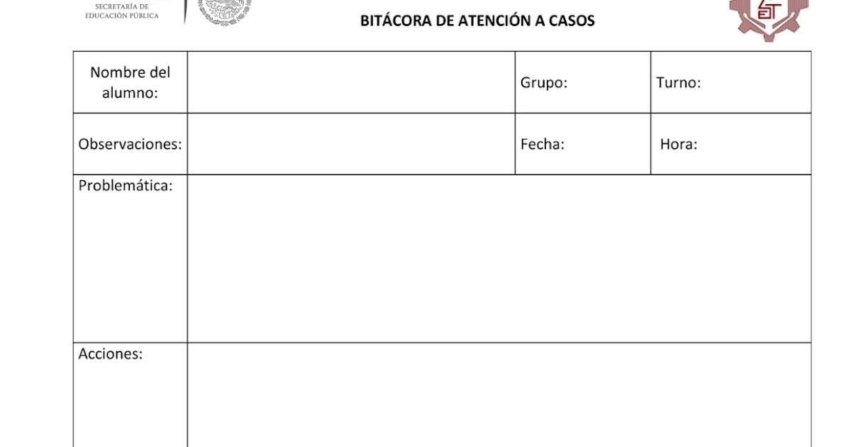 SEP_Tutorías: Formato para bitacora