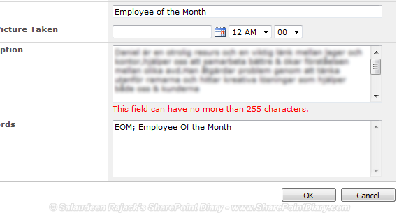 "This field can have no more than 255 characters." Error in Multiline ...