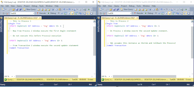 Blocking and Deadlock In SQL Server With Example ~ Guruji Point - Code You Want To Write