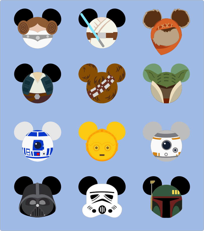 star-wars-characters-in-mickey-heads.png (812×919) | Disney scrapbook ...