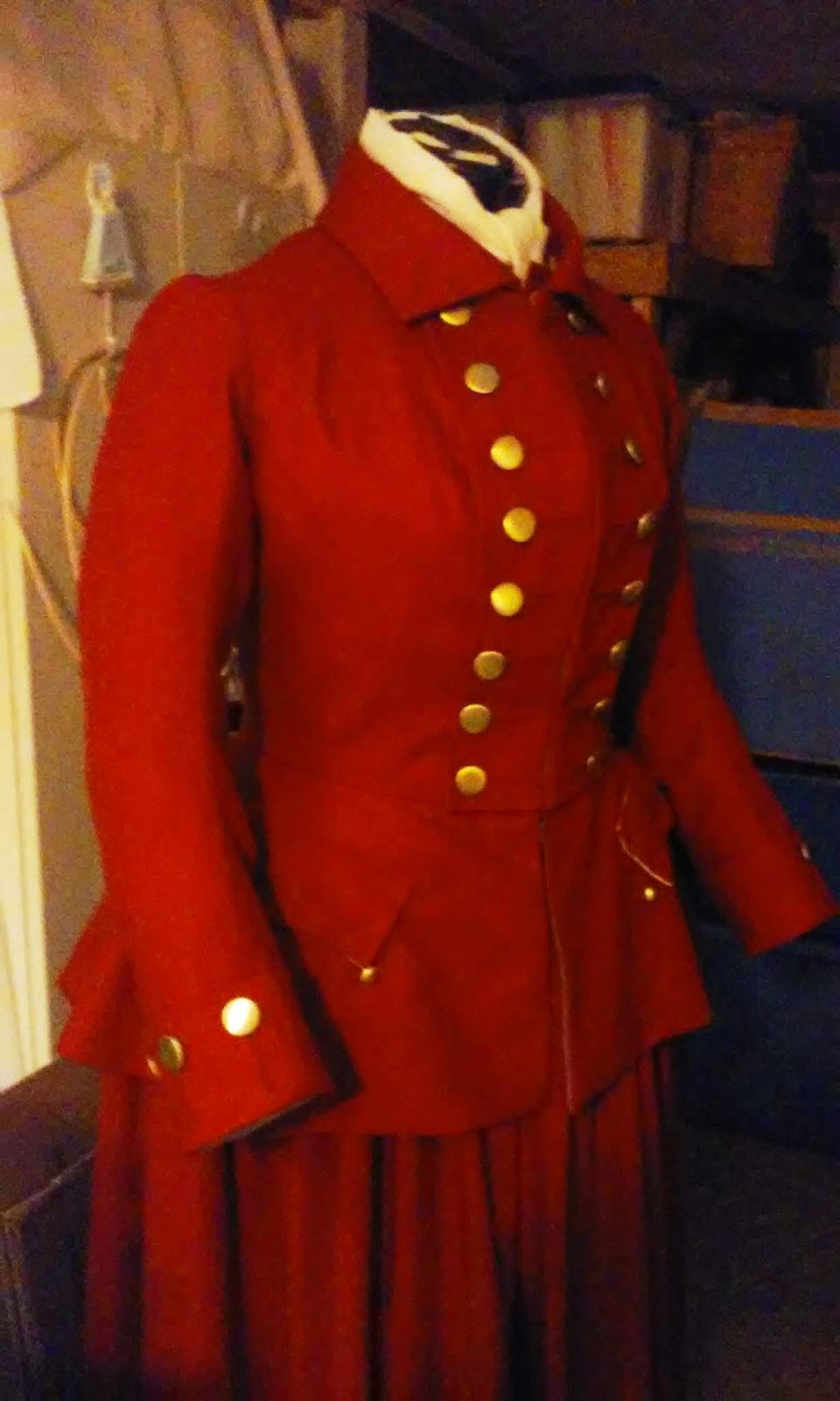 The Antique Sewist: JP Ryan Riding Habit - Red Linen