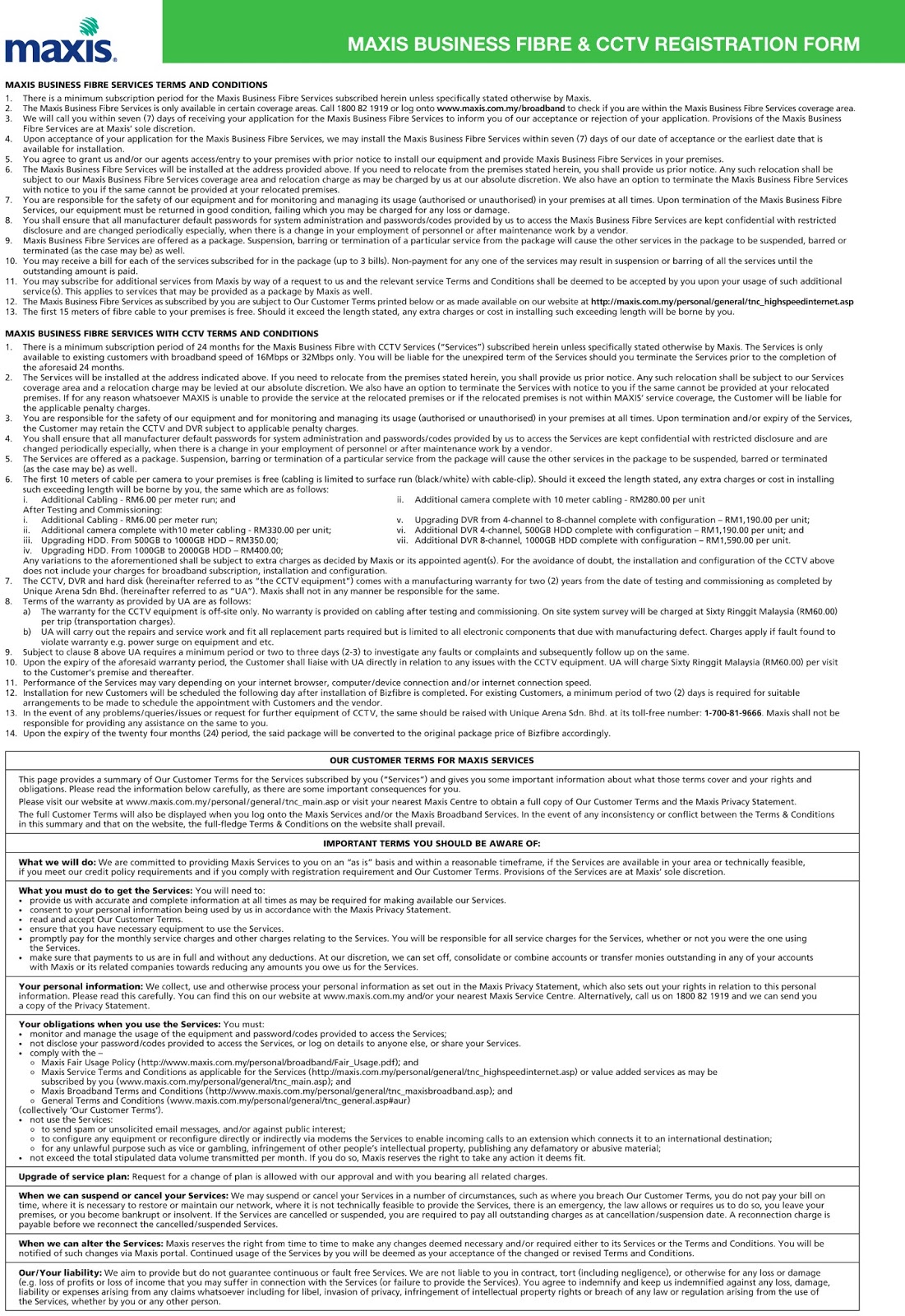 TM PROMOTIONS: Maxis Business Fibre Internet Application Form
