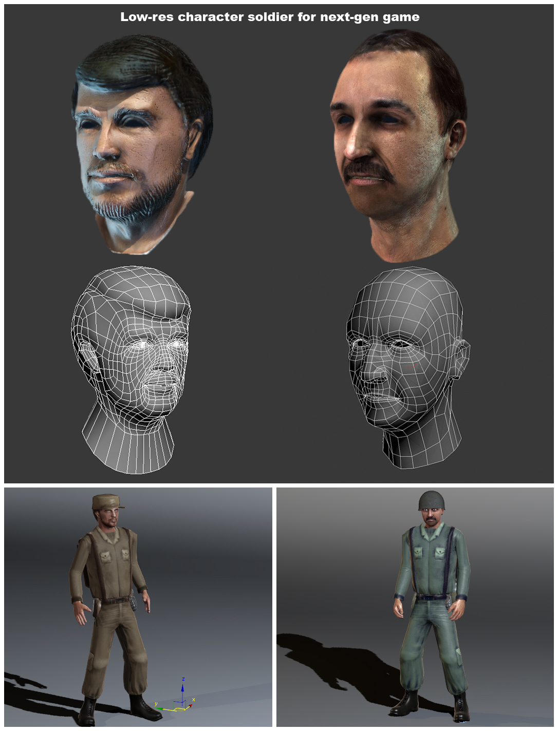Low-res character soldier for next-gen game