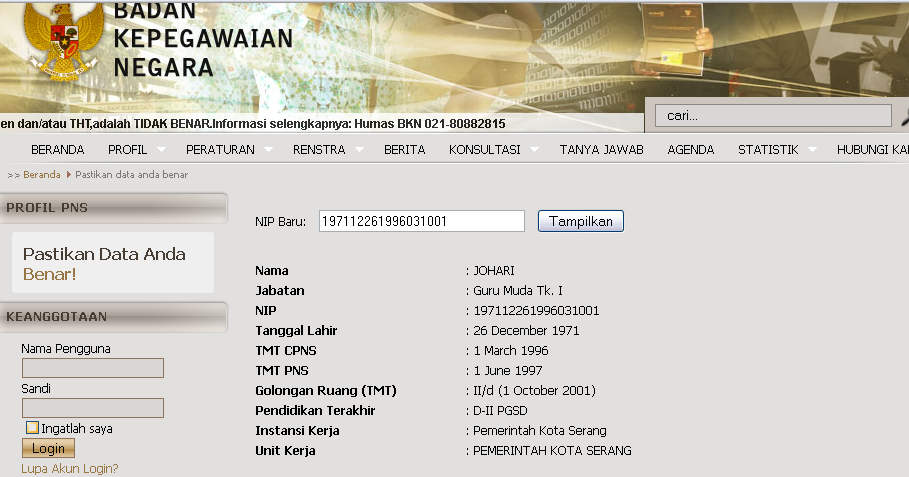 Cara Cek Data PNS Berdasarkan Nama Terbaru