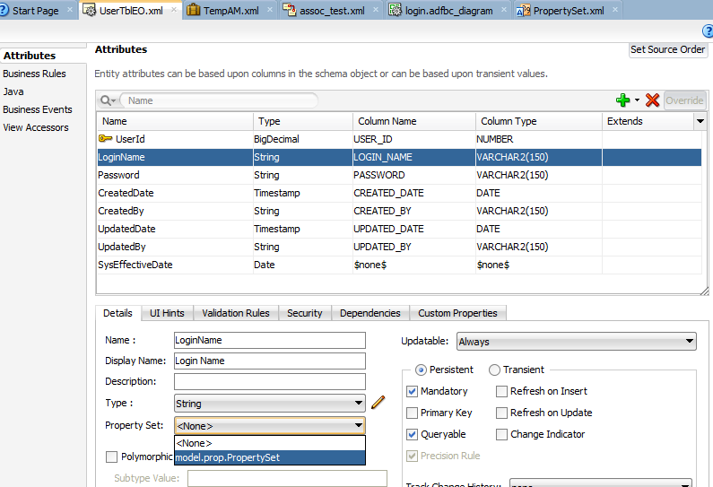 Oracle Adf World Adf Defining Property Sets