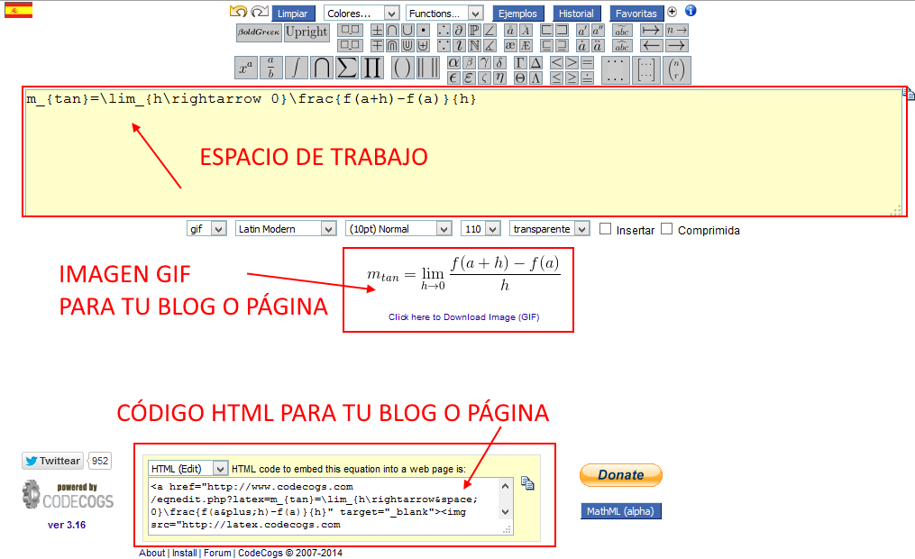 Editor en línea de ecuaciones en LateX ~ EDINQUIM