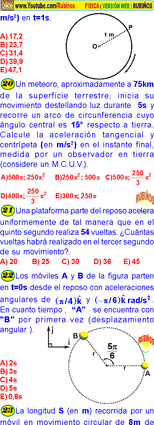 MOVIMIENTO CIRCULAR UNIFORMEMENTE VARIADO DE SECUNDARIA EJERCICIOS CON ...