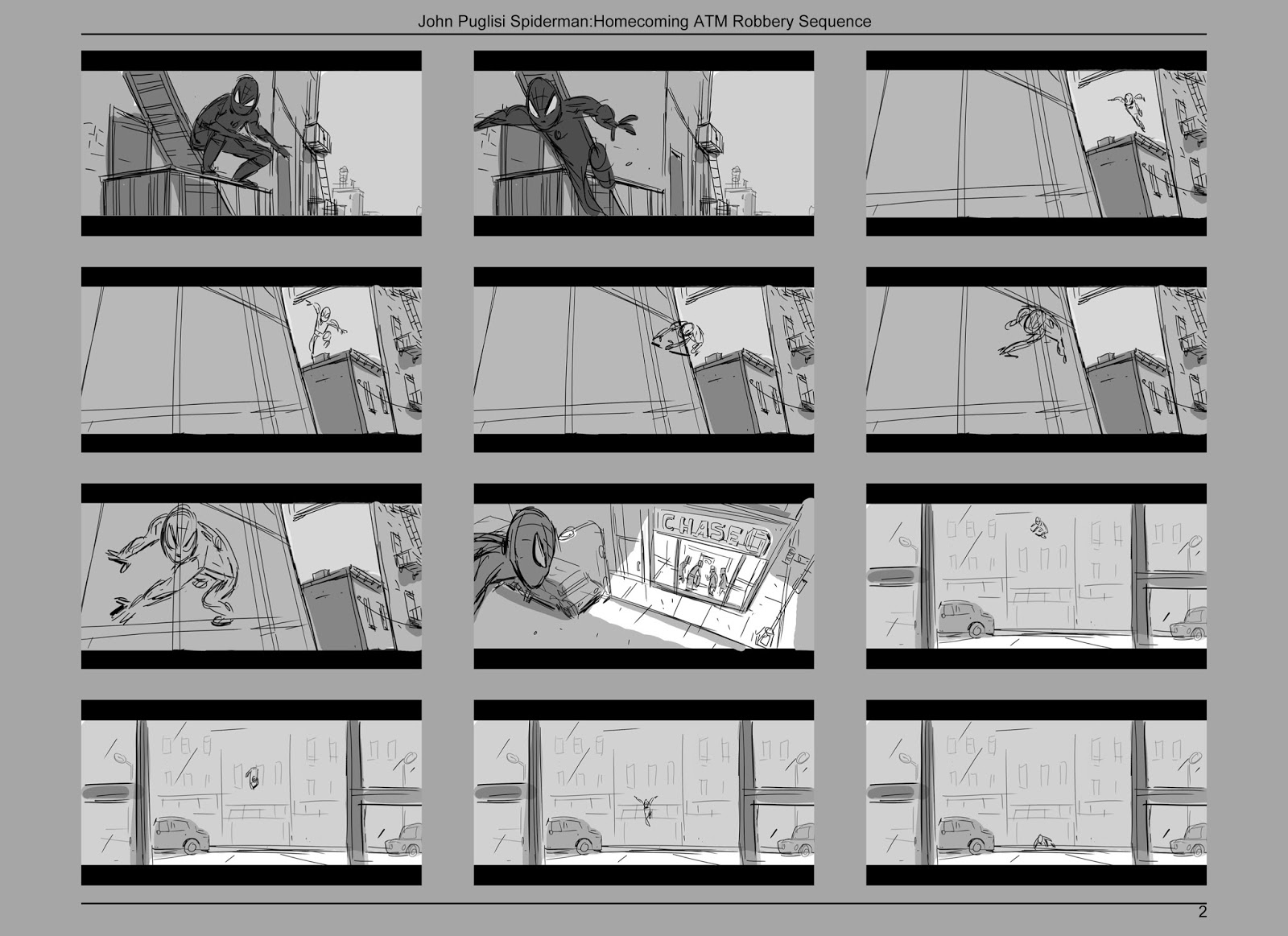 John Puglisi Storyboards: Spiderman Homecoming - Robbery