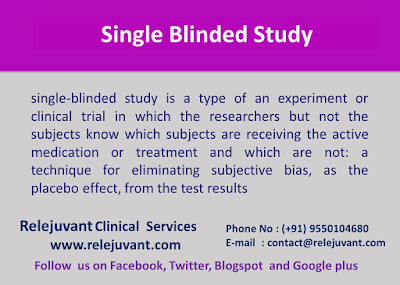 Definition of Single blinded study | Relejuvant Clinical Services
