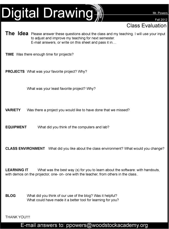 WA DIGITAL DRAWING: Class Evaluation