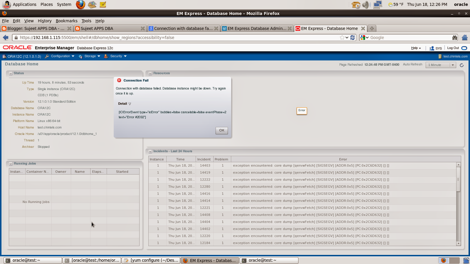 Sujeet Apps Dba Connection With Database Failed Database Instance Might Be Down Try Again