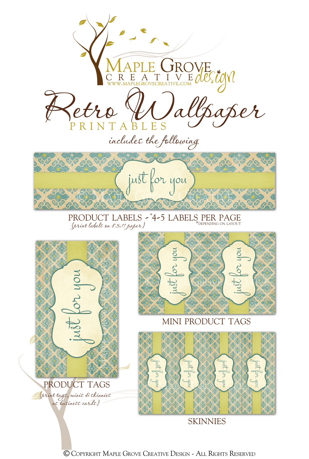 Retro Wallpaper Printables | Maple Grove Creative Design