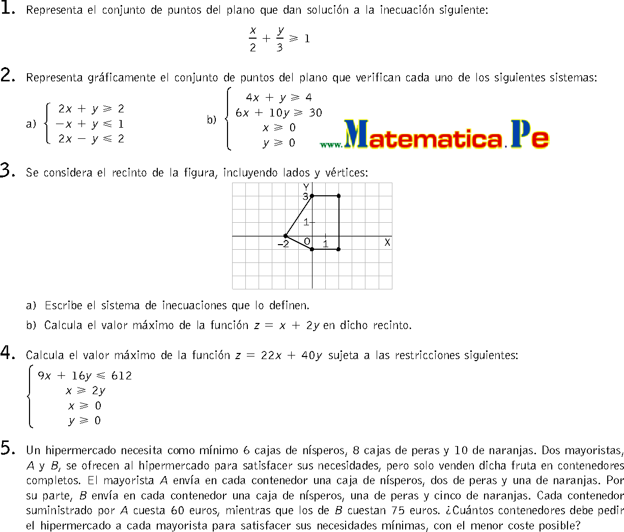 PROGRAMACIÓN LINEAL MATEMÁTICAS 2 BACHILLERATO PROBLEMAS RESUELTOS PDF