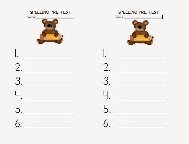 Classroom Freebies Too: Spelling Pretest and Test Papers