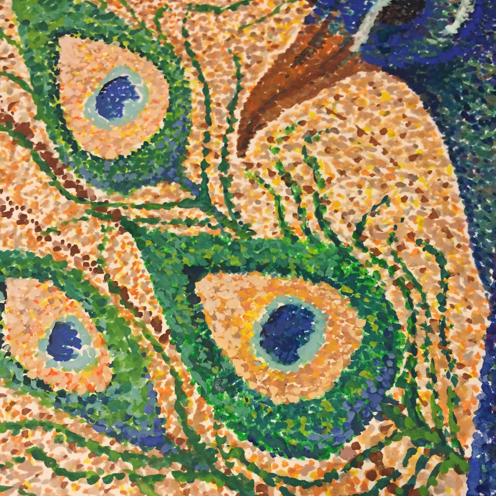 {Art} Peacock Pointillism | The Brick Bungalow