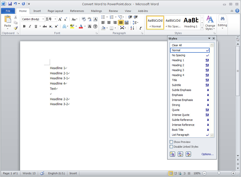 Word 2010opendocument